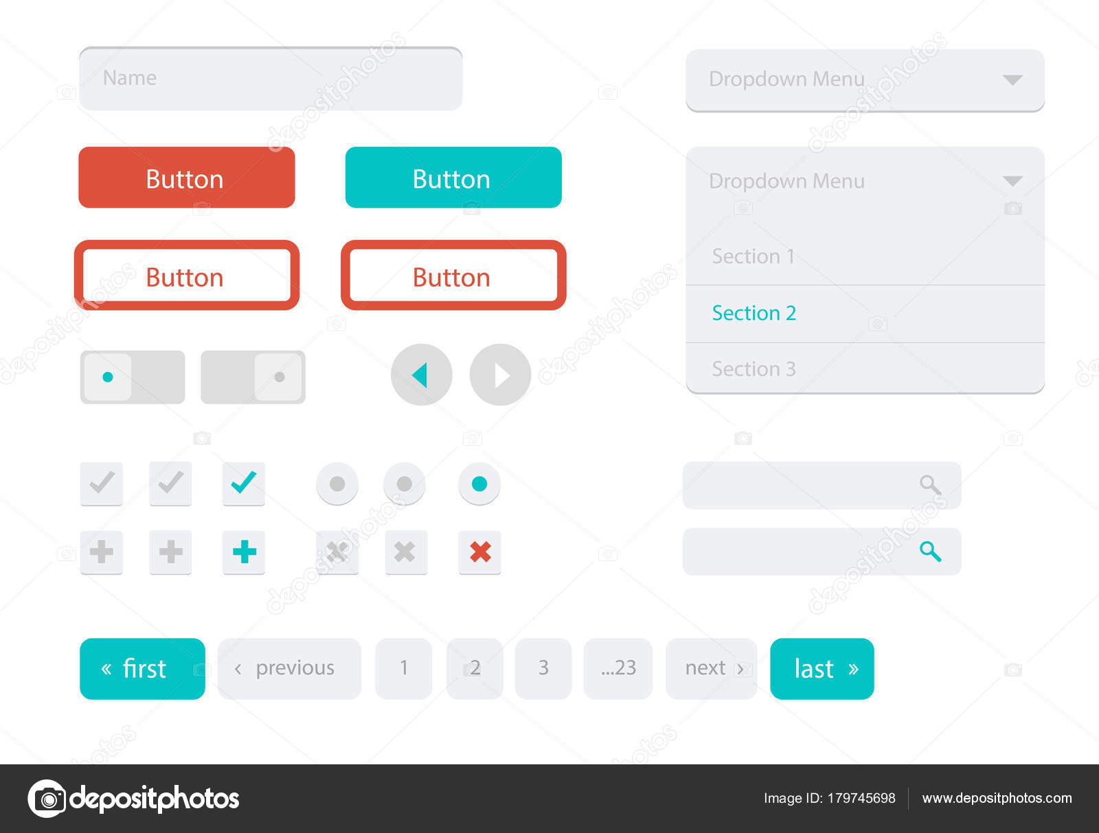 Flat user interface vector set for website development Stock Vector ...