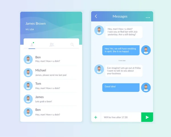 Vector phone chat interface. Sms messages. Speech bubbles. Short ...