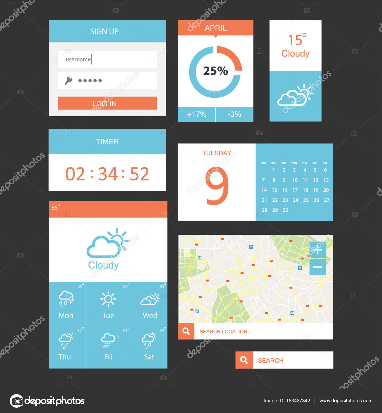 Ui kit for website and mobile app designs Stock Vector Image by ...