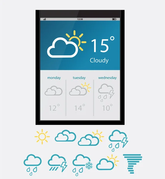 Set of vector weather forecast icons and signs Stock Vector Image by ...