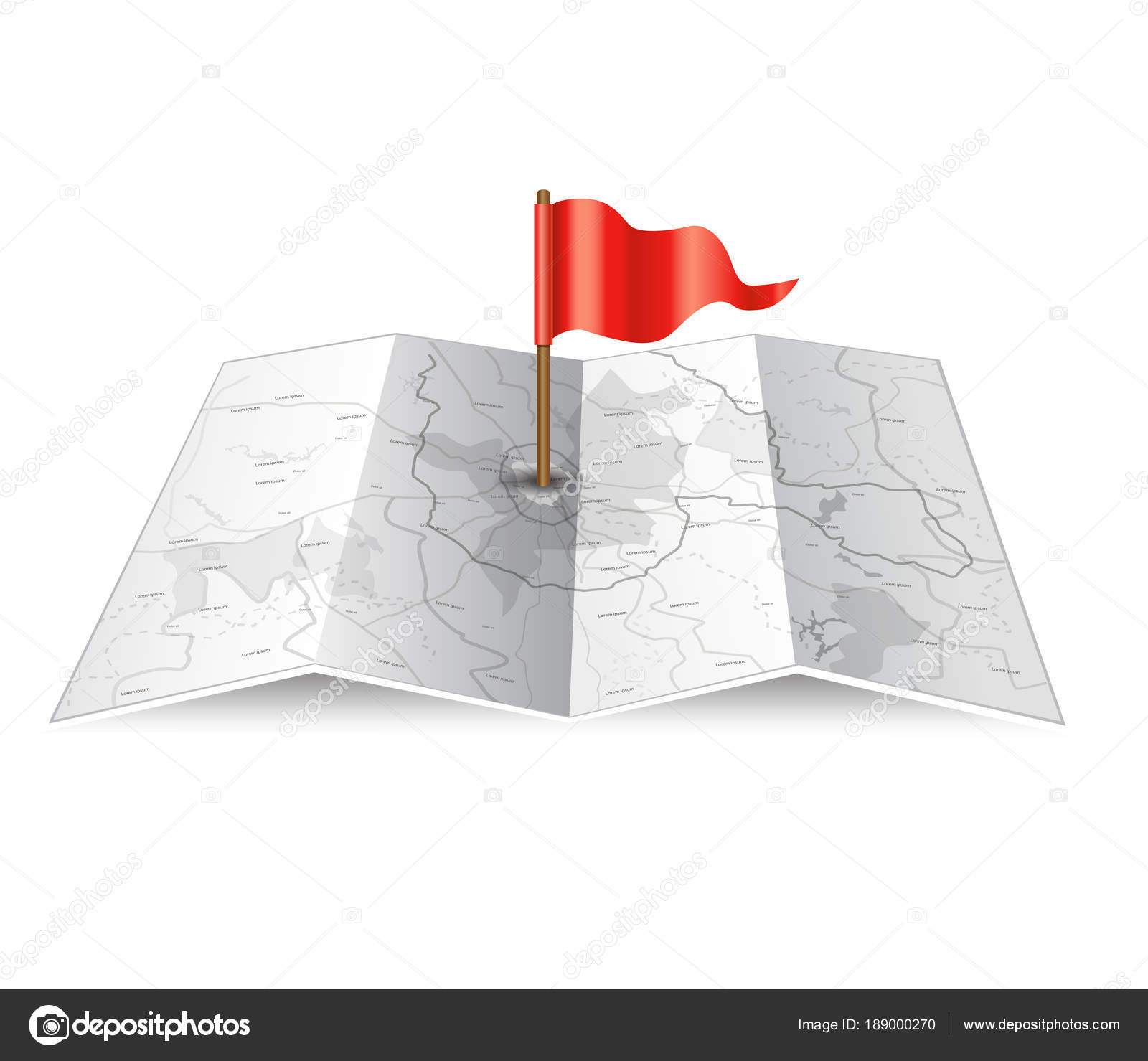 City map with red flag Stock Vector by ©delices_89 189000270