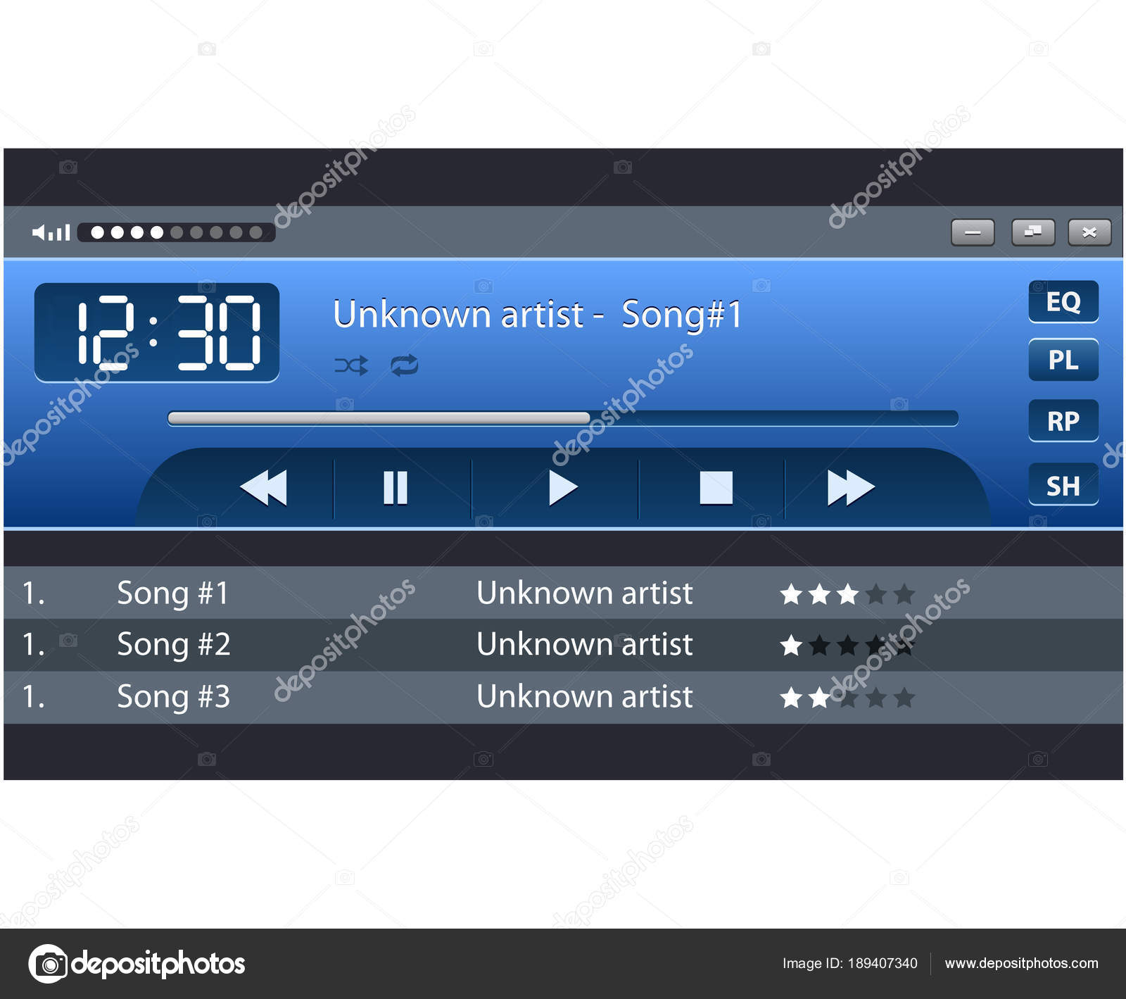 Set of ui ux audio and video media player template Stock Vector by ...