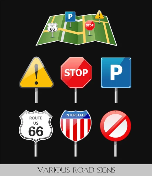 Map And Traffic Signs And Symbols — Stock Vector © fizzgig #1507491