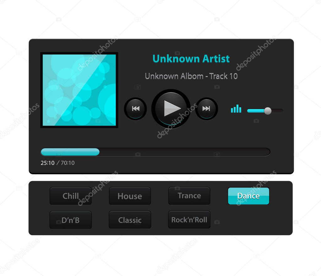 Conjunto de ui ux plantilla de reproductor multimedia de audio y vídeo ...