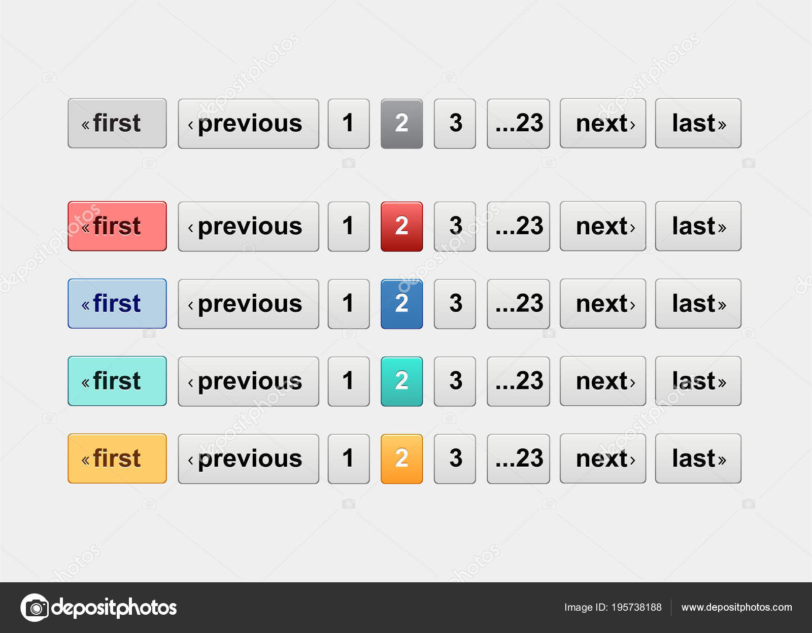 Pagination bars in different colors. Website element for user interface ...