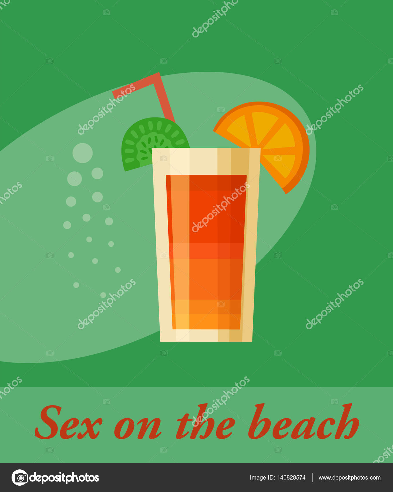 Sex On Beach Cocktail — Stock Vector © Polyudova 140828574