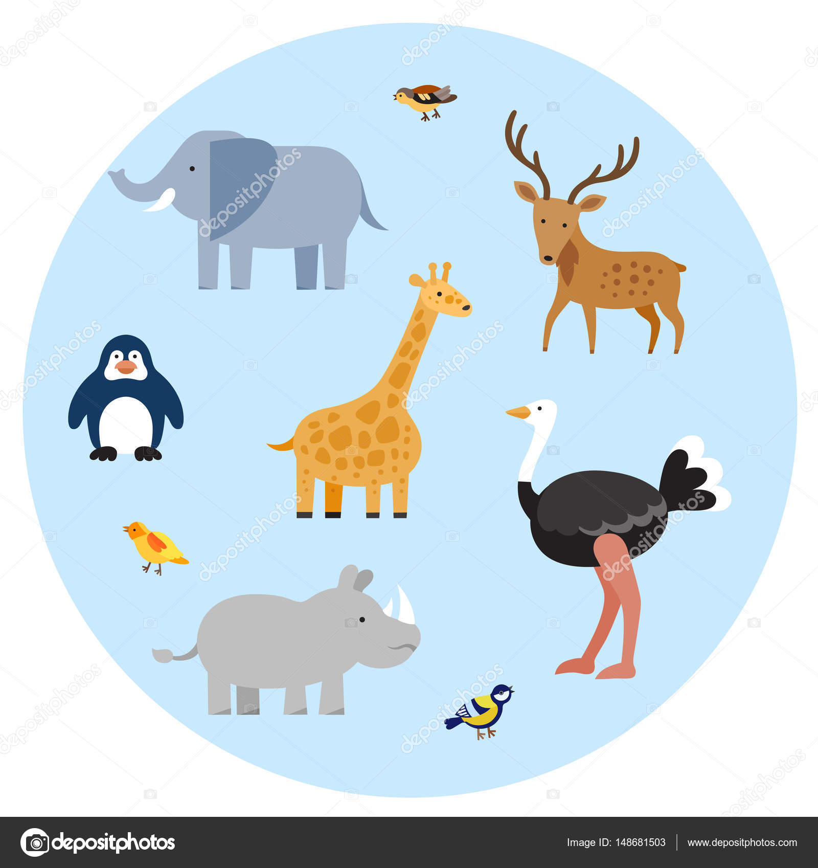 Zoo wild flat animals icon Stock Vector by ©Polyudova 148681503