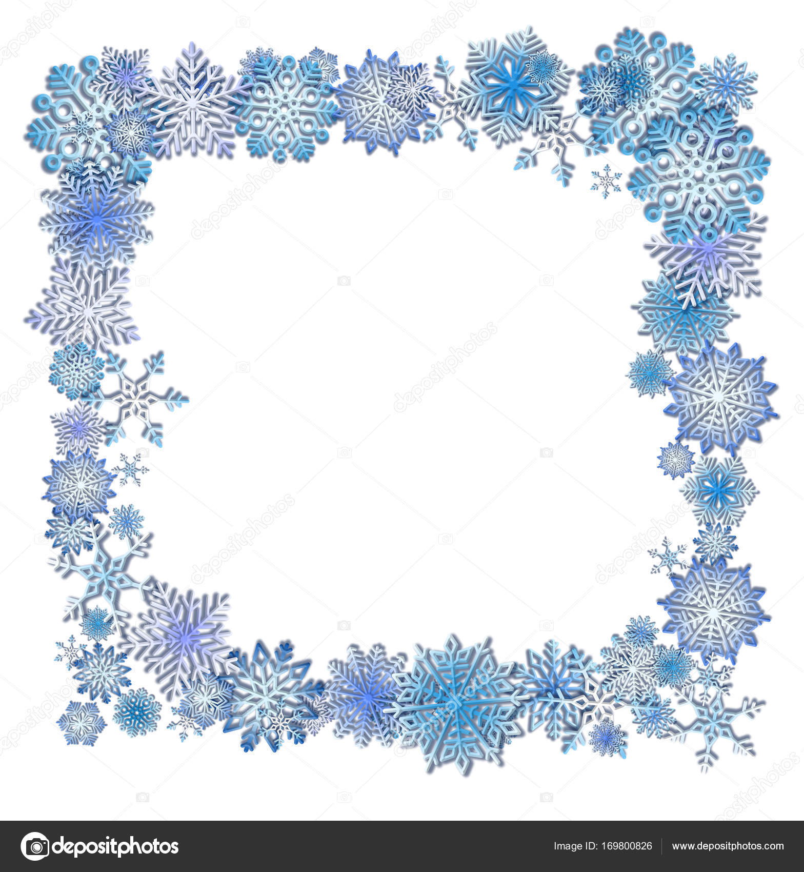 Christmas border background with blue big snowflakes — Stock Photo ...