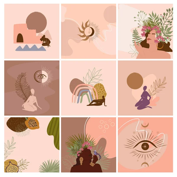 Collection Boho Tribal Posters Woman Face Portrait Dreamcatcher Birds ...