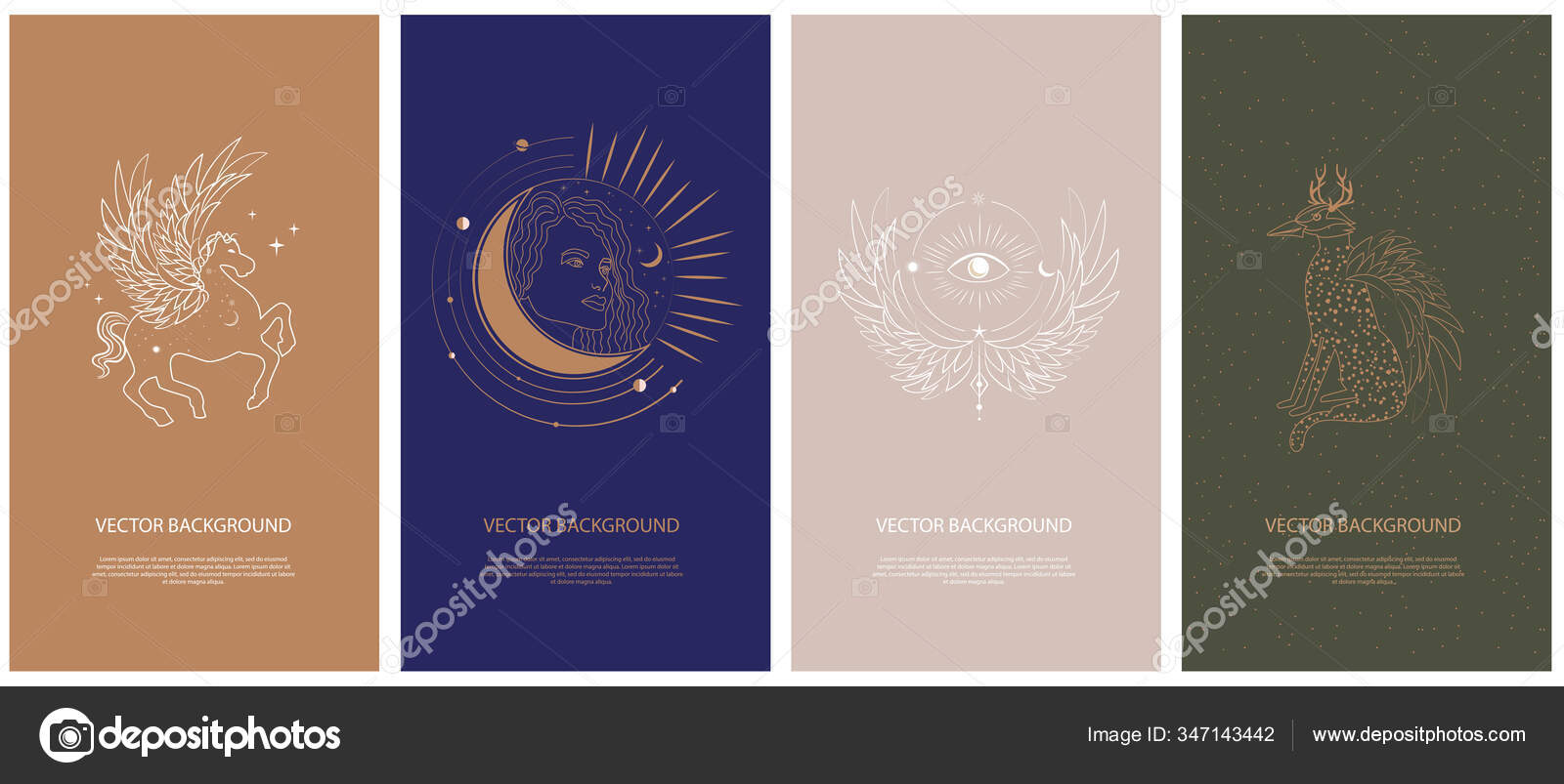 Set Mythology Mystical Illustrations Mobile App Landing Page Web Design ...