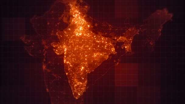 India Maps Night Lighting Looped Animated India Map Visual Effects ...