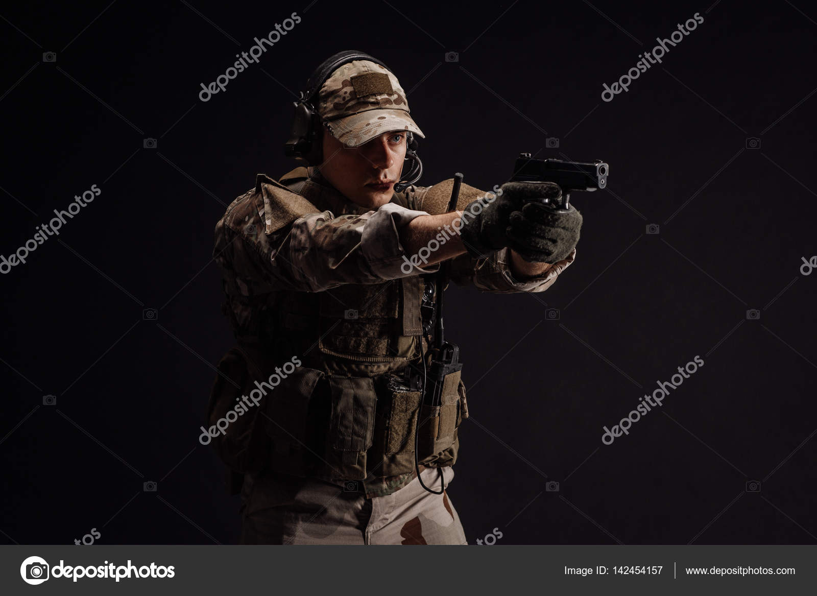 Private Military Contractor Holding Sniper Rifle War Army Weapon ...