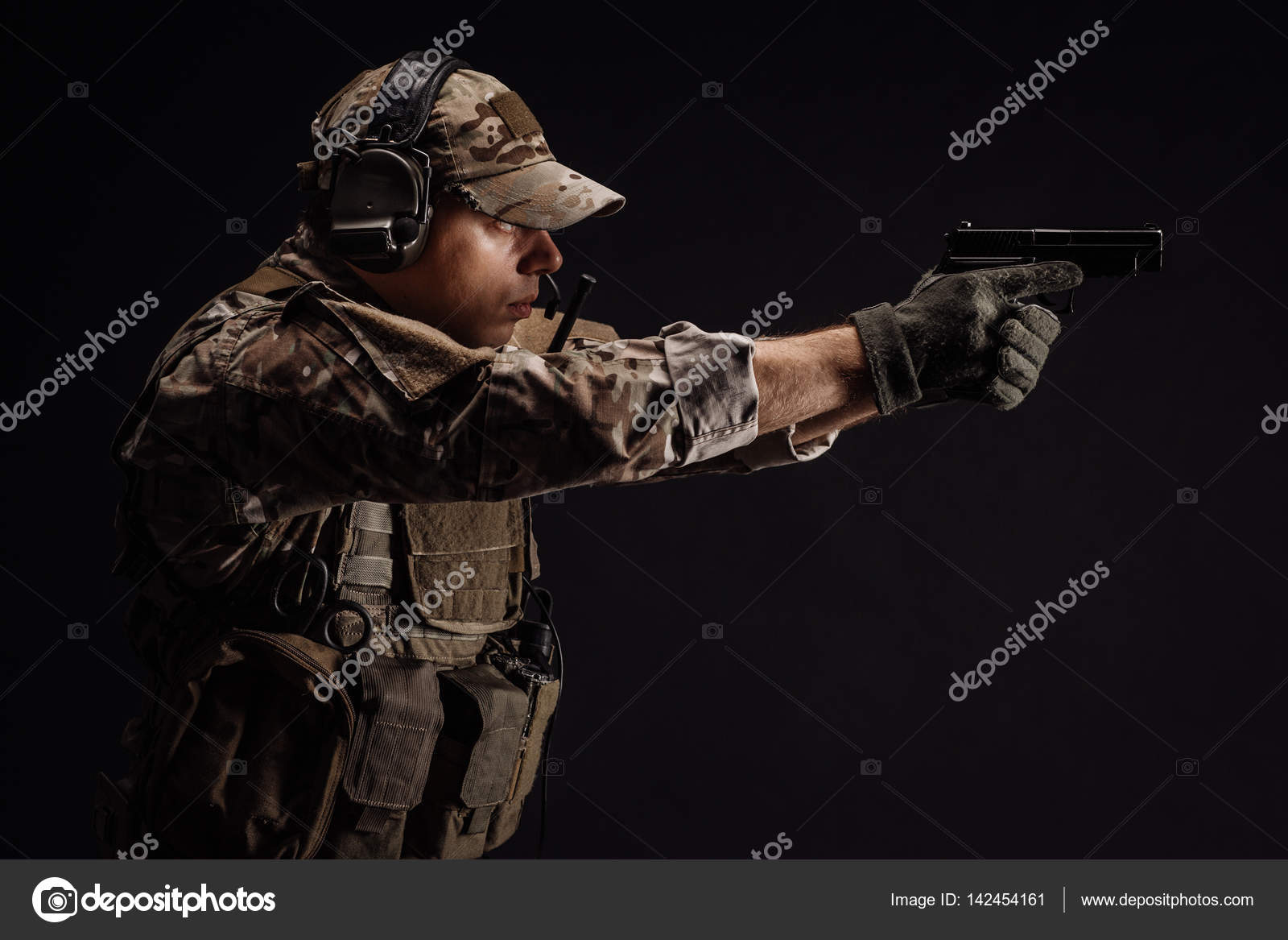Private Military Contractor Holding Sniper Rifle War Army Weapon ...