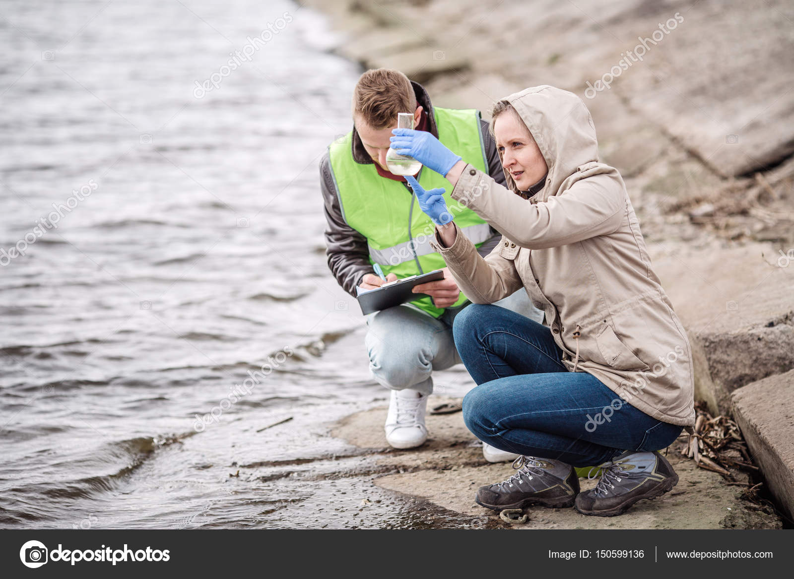 Scientists Biologists Working Together Water Analysis Ecology ...