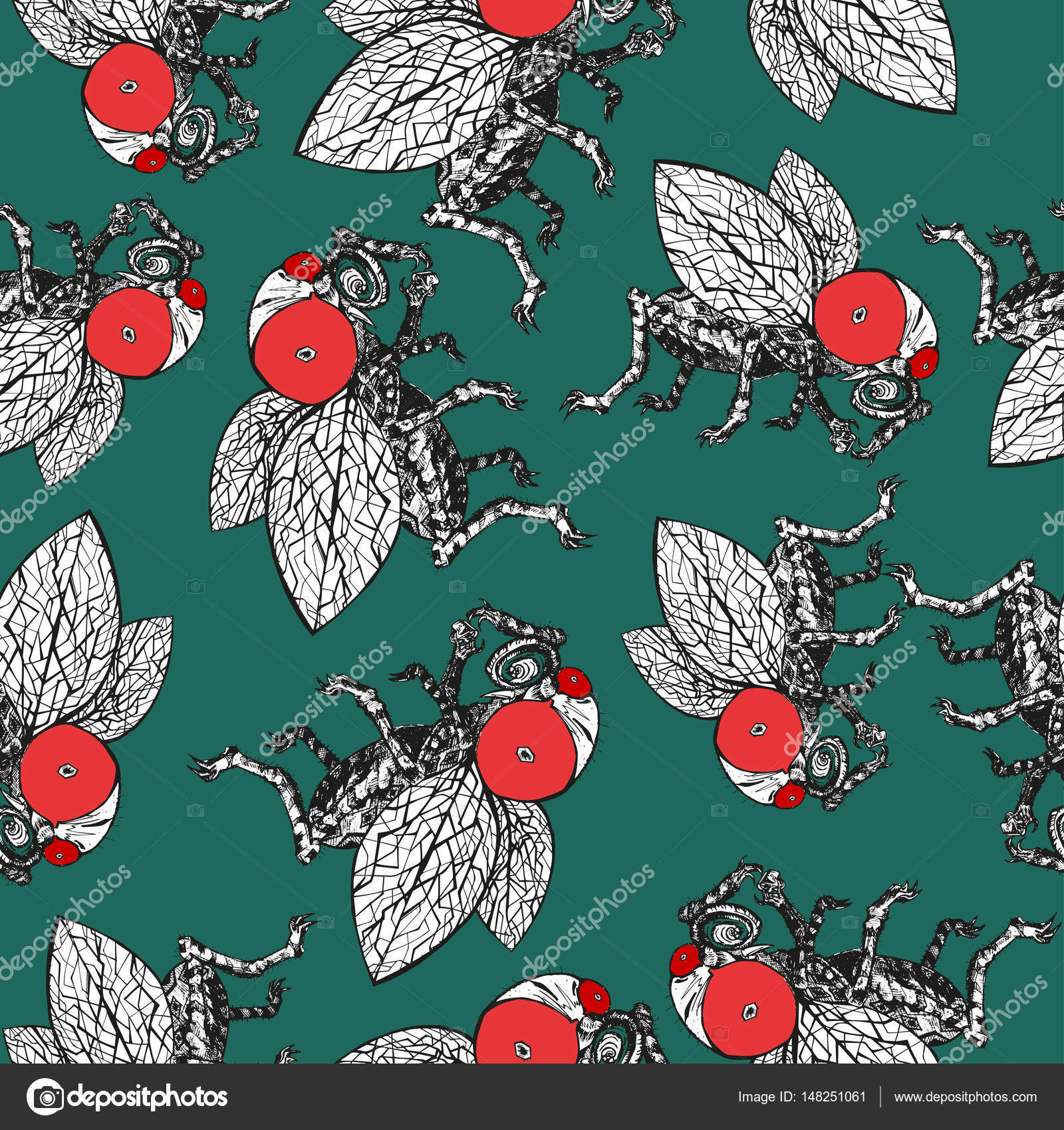 Seamless background with flies Stock Vector Image by ©tinkerfrost ...