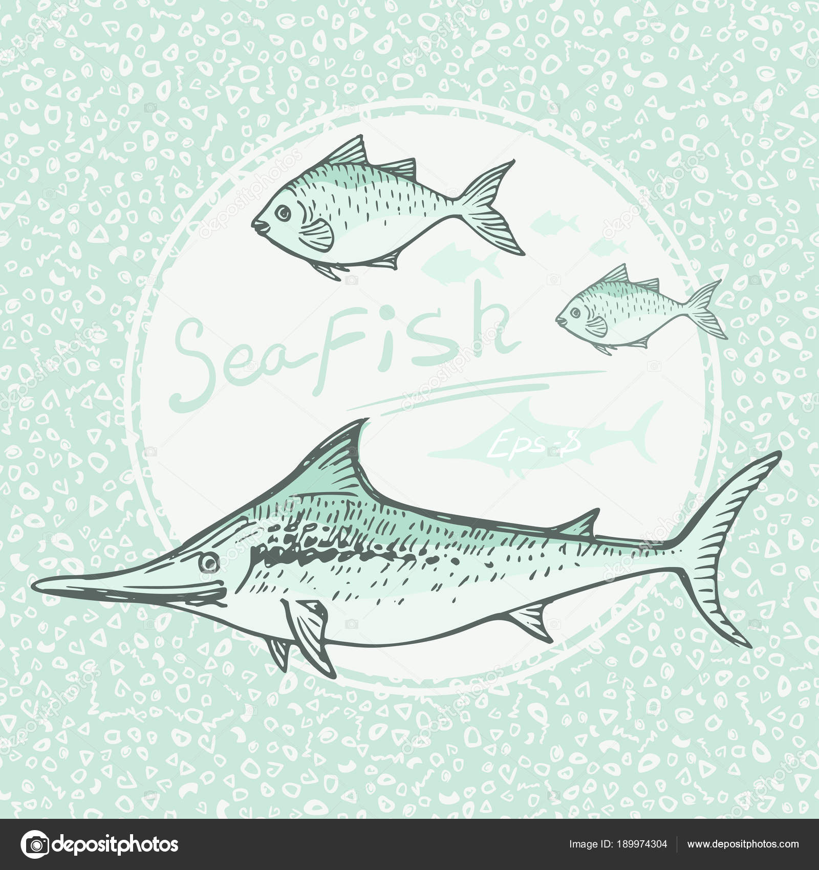 Vector vintage fish drawing. Hand drawn monochrome seafood illustration ...