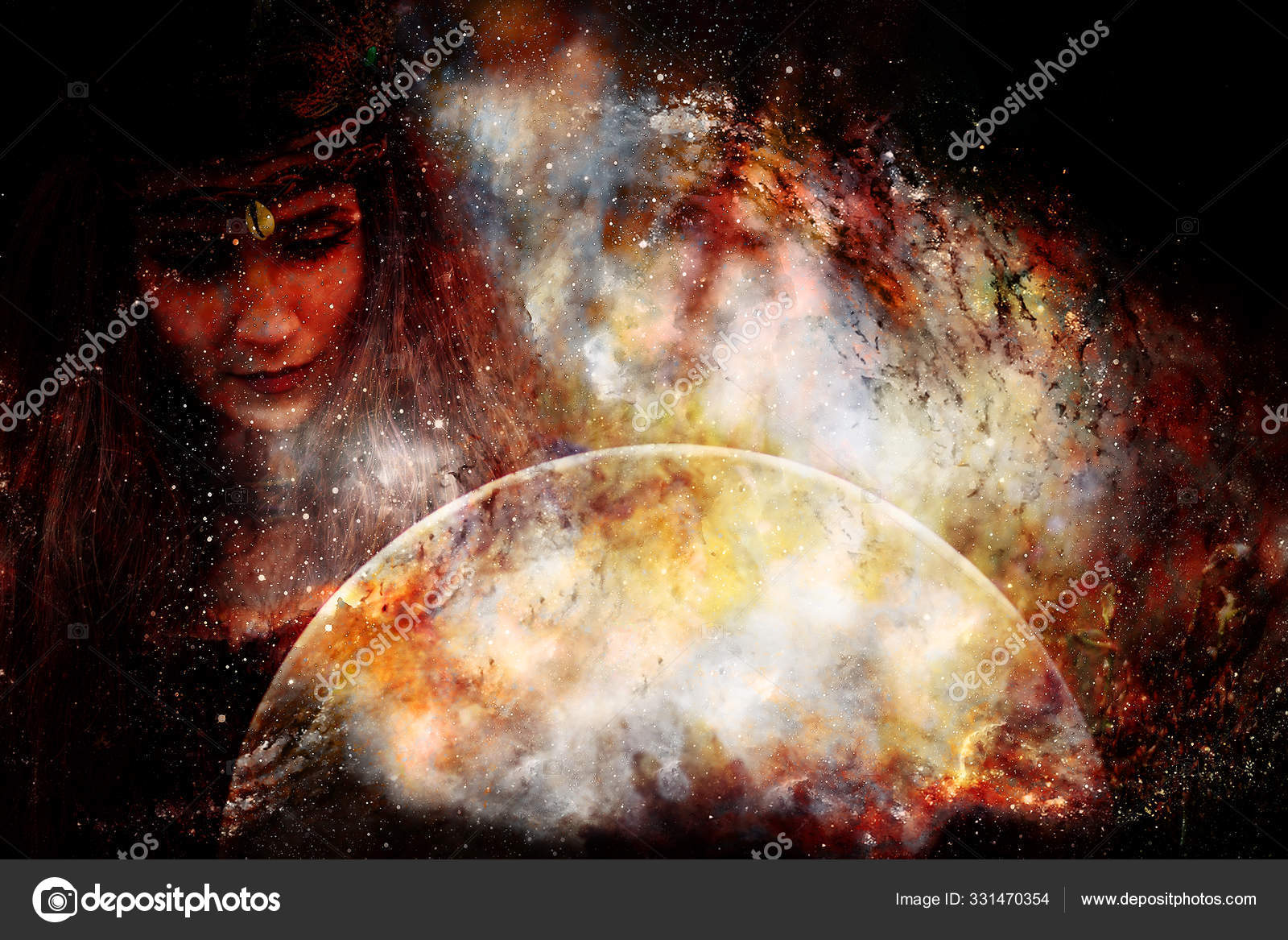 Girl Holding Galaxy Space