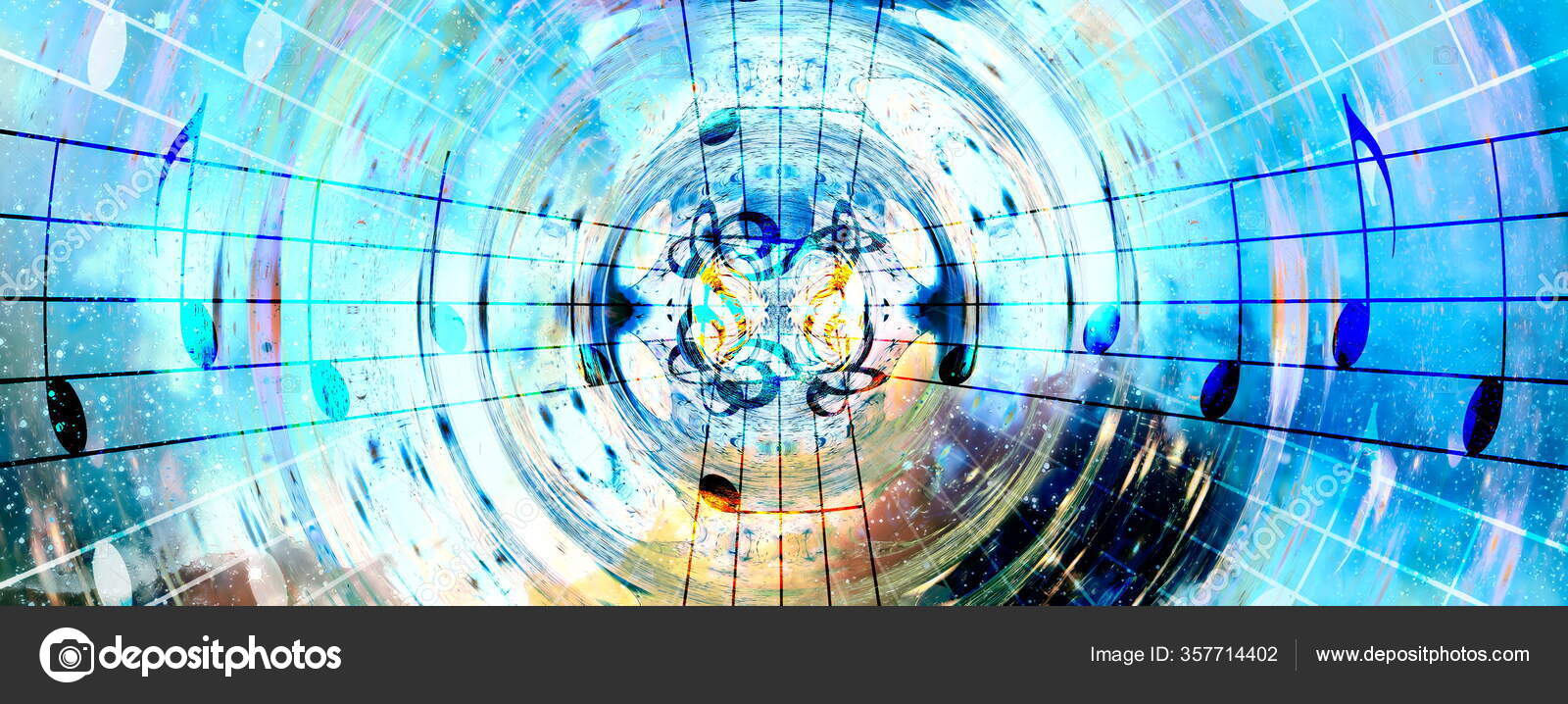 Music Notes Space Stars Abstract Color Background Music Concept Stock ...