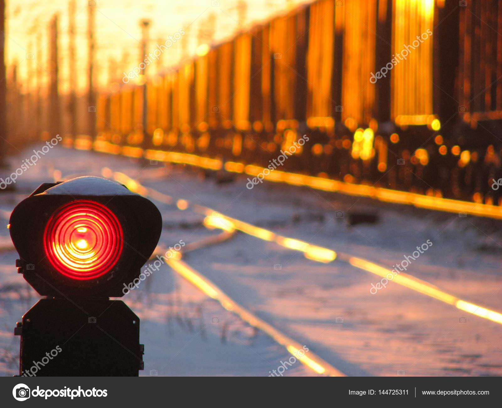 Railway Traffic Light Shows Blue Signal Railway Railway Stock Photo by ...