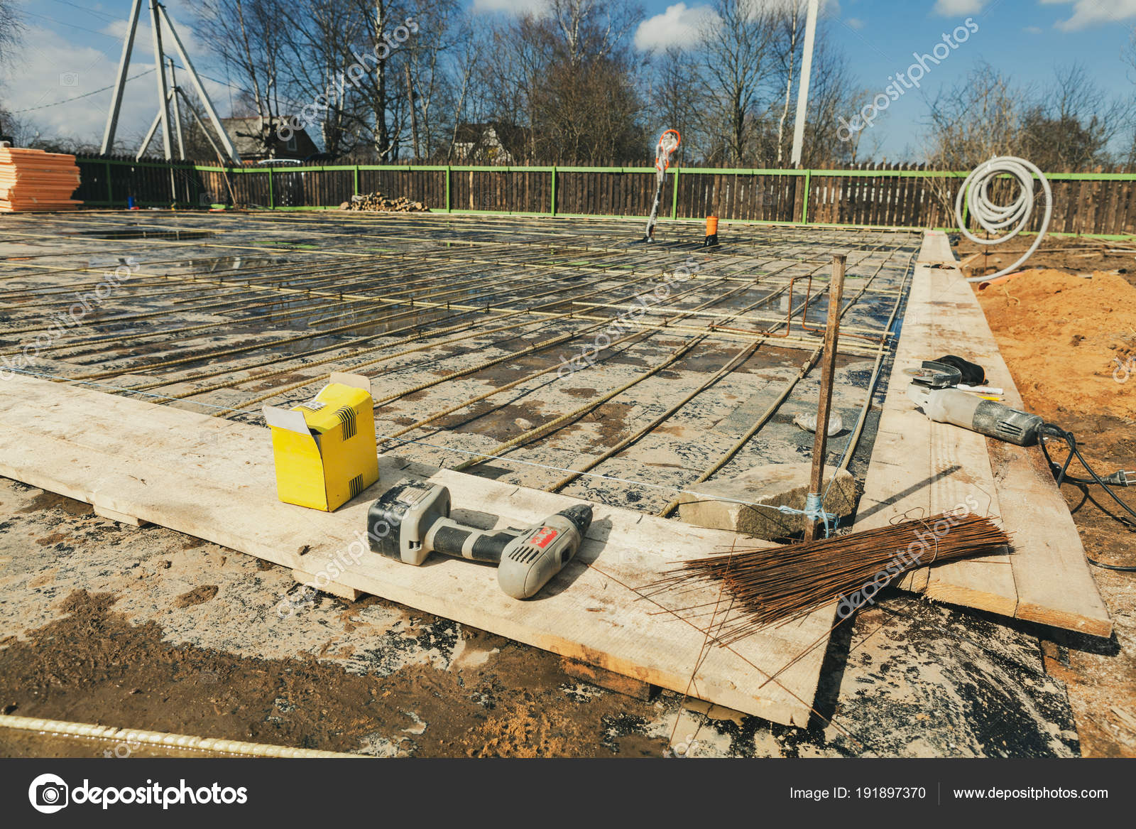 The building is under construction with new foundation after concrete ...