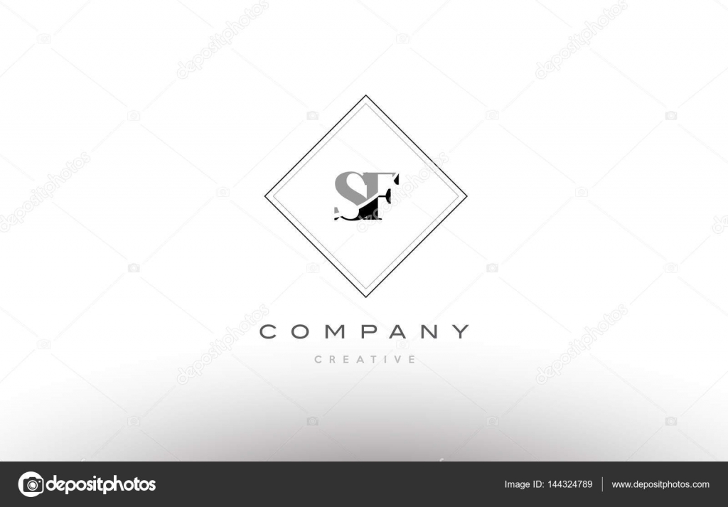 Sf s f retro vintage black white alphabet letter logo — Stock Vector ...