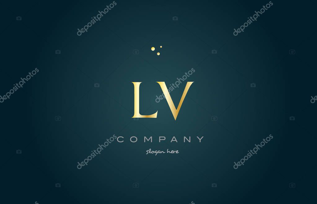 lv l v oro oro de lujo alfabeto letra logotipo icono plantilla 2023
