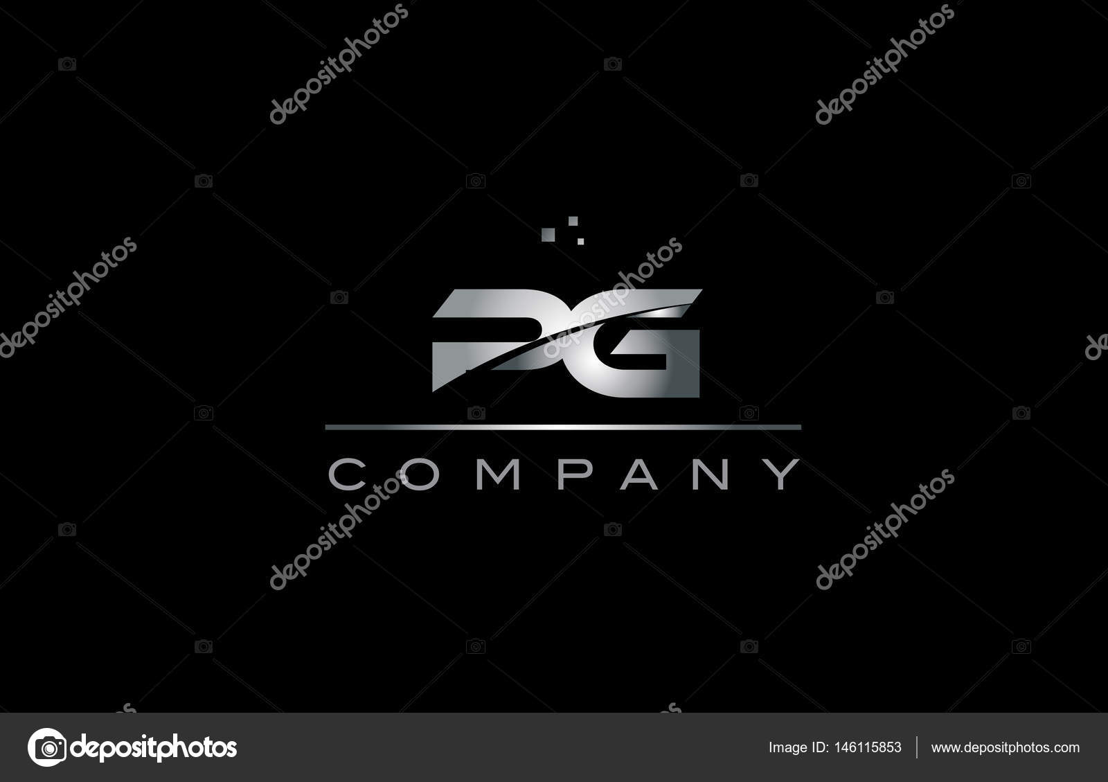 Pg p g silver grey metal metallic alphabet letter logo icon tem Stock ...