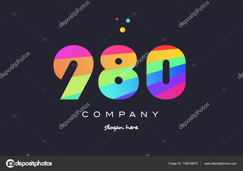 980 colored rainbow creative number digit numeral logo icon Stock ...