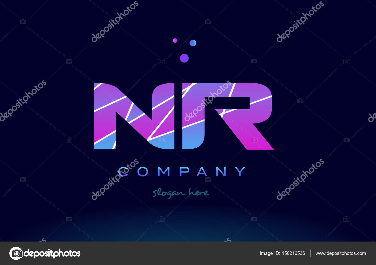 Nr n r colored blue pink purple alphabet letter logo icon vecto Stock ...