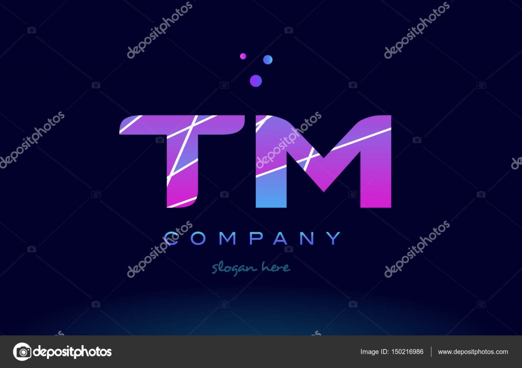 Tm t m colored blue pink purple alphabet letter logo icon vecto Stock ...