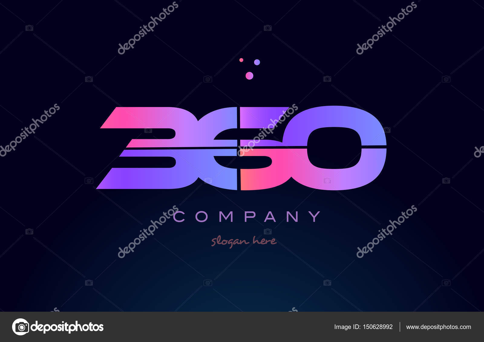 360 rosa magenta número púrpura dígito número logo icono vector Vector ...