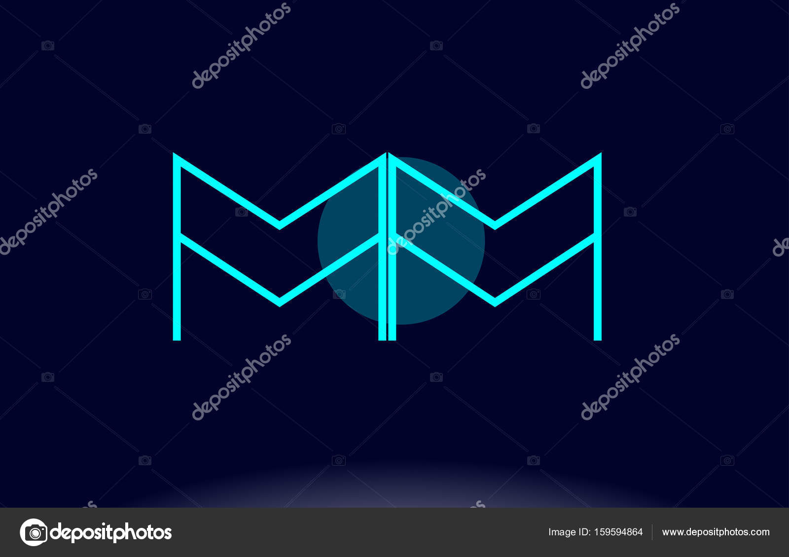 Mm m m blue line circle alphabet letter logo icon template vecto Stock ...