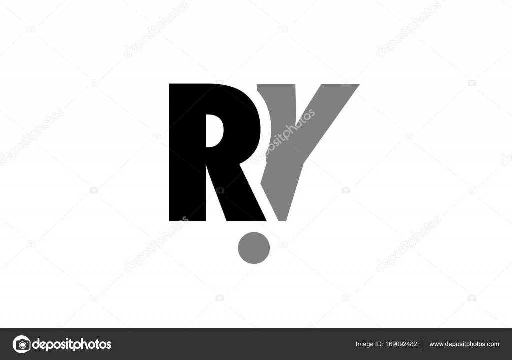 Ry r y black white grey alphabet letter logo icon combination Stock ...