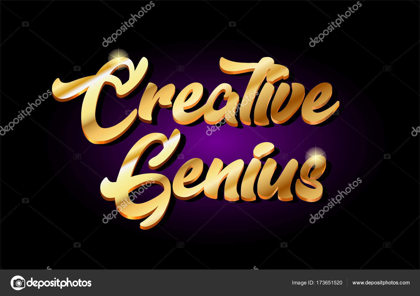 Creative genius 3d gold golden text metal logo icon design handw ...