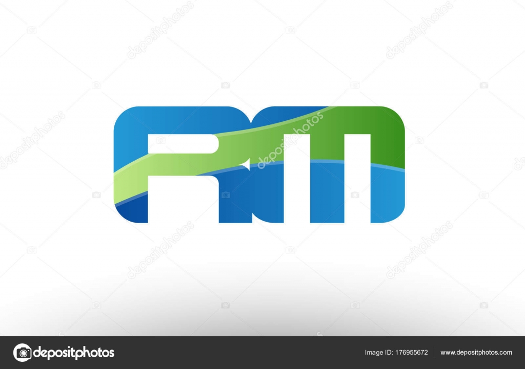 Blue green rm r m alphabet letter logo combination icon design Stock ...
