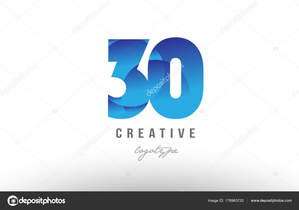 30 blue gradient number numeral digit logo icon design Stock Vector by ...