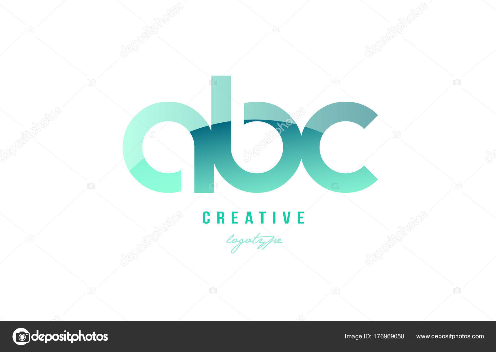 Vert dégradé pastel moderne abc a b c alphabet lettre logo peigne ...