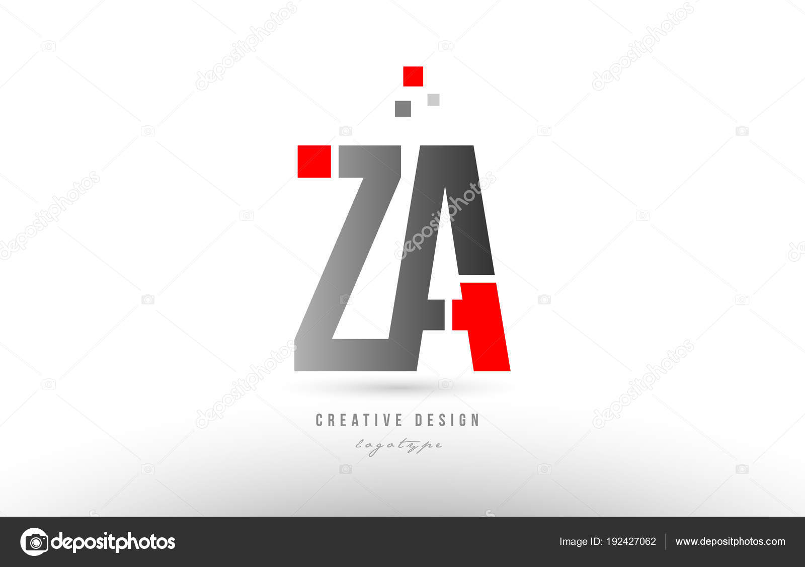 Red grey alphabet letter za z a logo combination icon design Stock ...