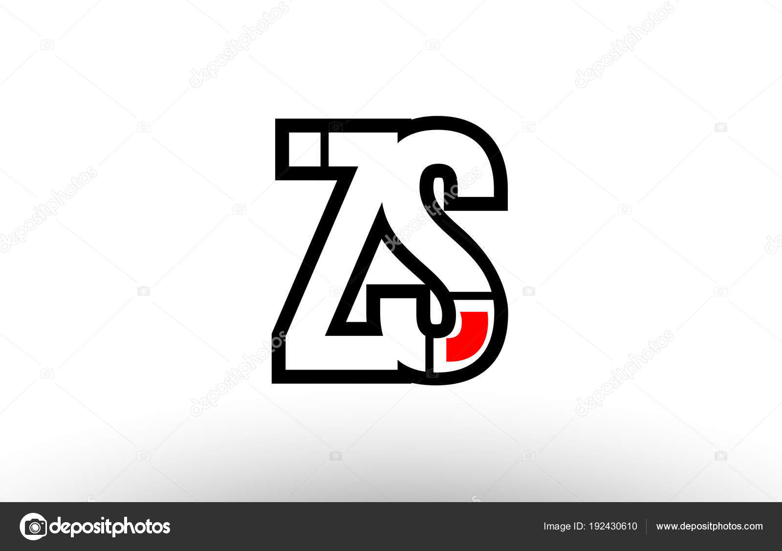 Red and black alphabet letter zs z s logo combination icon desig Stock ...