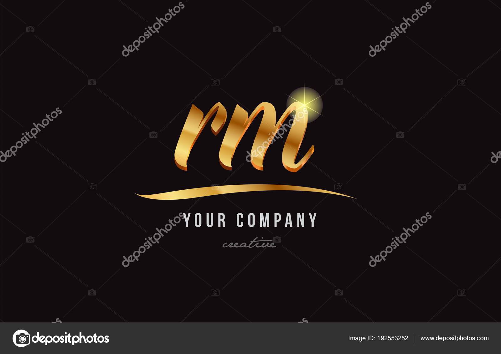 Gold alphabet letter rm r m logo combination icon design Stock Vector ...