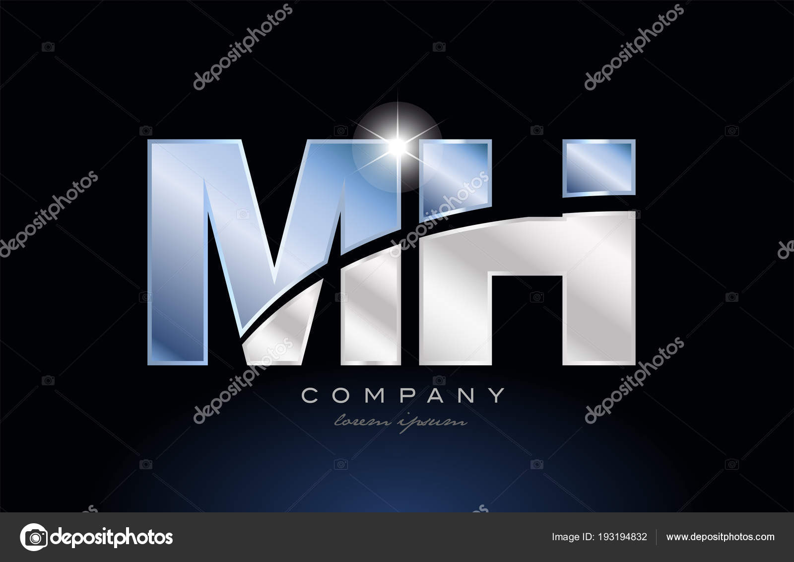 Metal blue alphabet letter mh m h logo company icon design Stock Vector ...