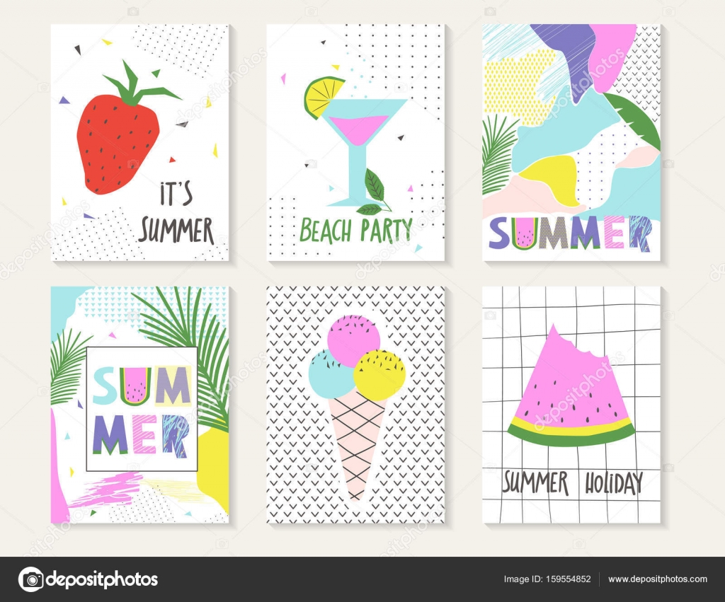 Summer cards vector collection Stock Vector by ©MarinaMays 159554852