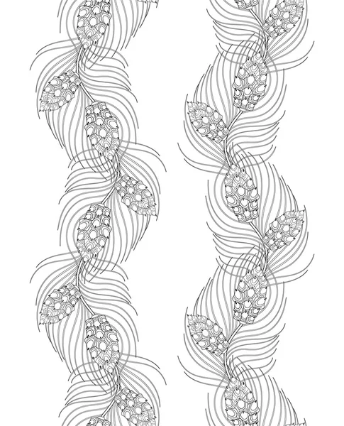 Zentangle fir-tree pine branch seamless pattern, frame for Chris ...