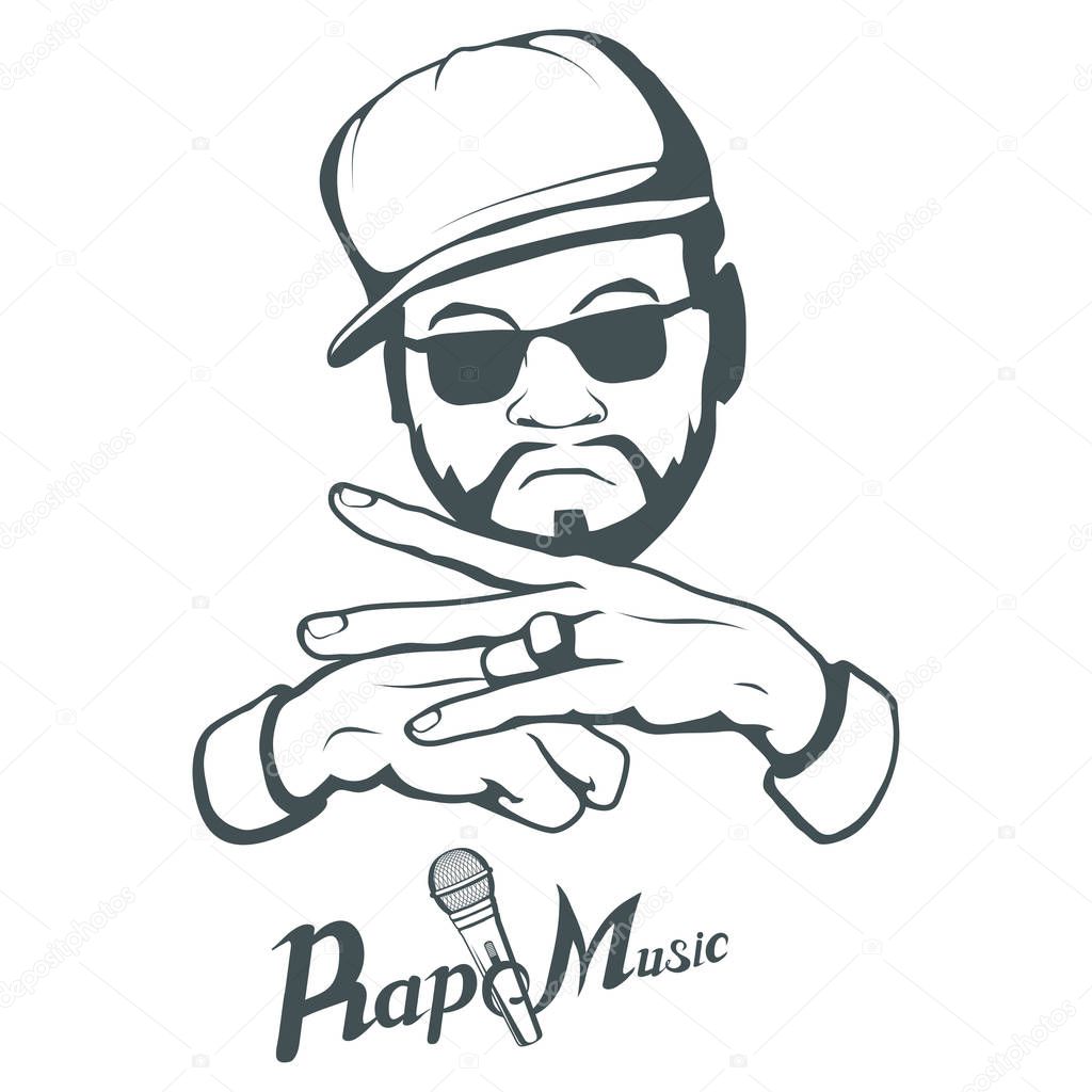 Rap Music Logo White Background Lettering Microphone Vector Graphics ...