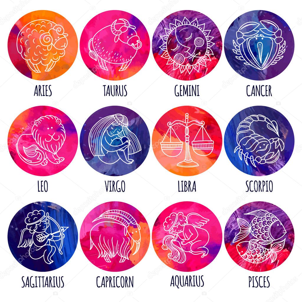 Set Illustration With Cartoon Zodiac Signs — Stock Vector © Xenia Ok