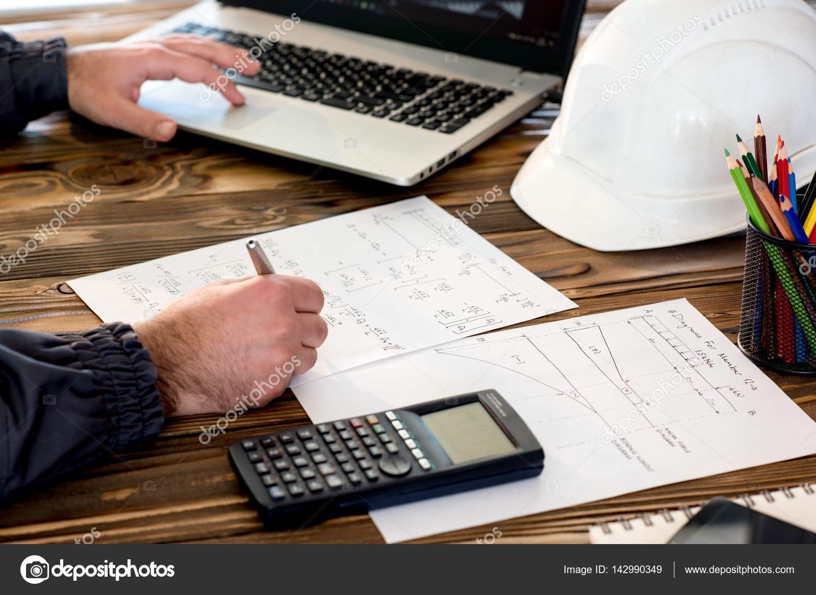 Civil Engineer making Structural Analysis Calculations — Stock Photo ...