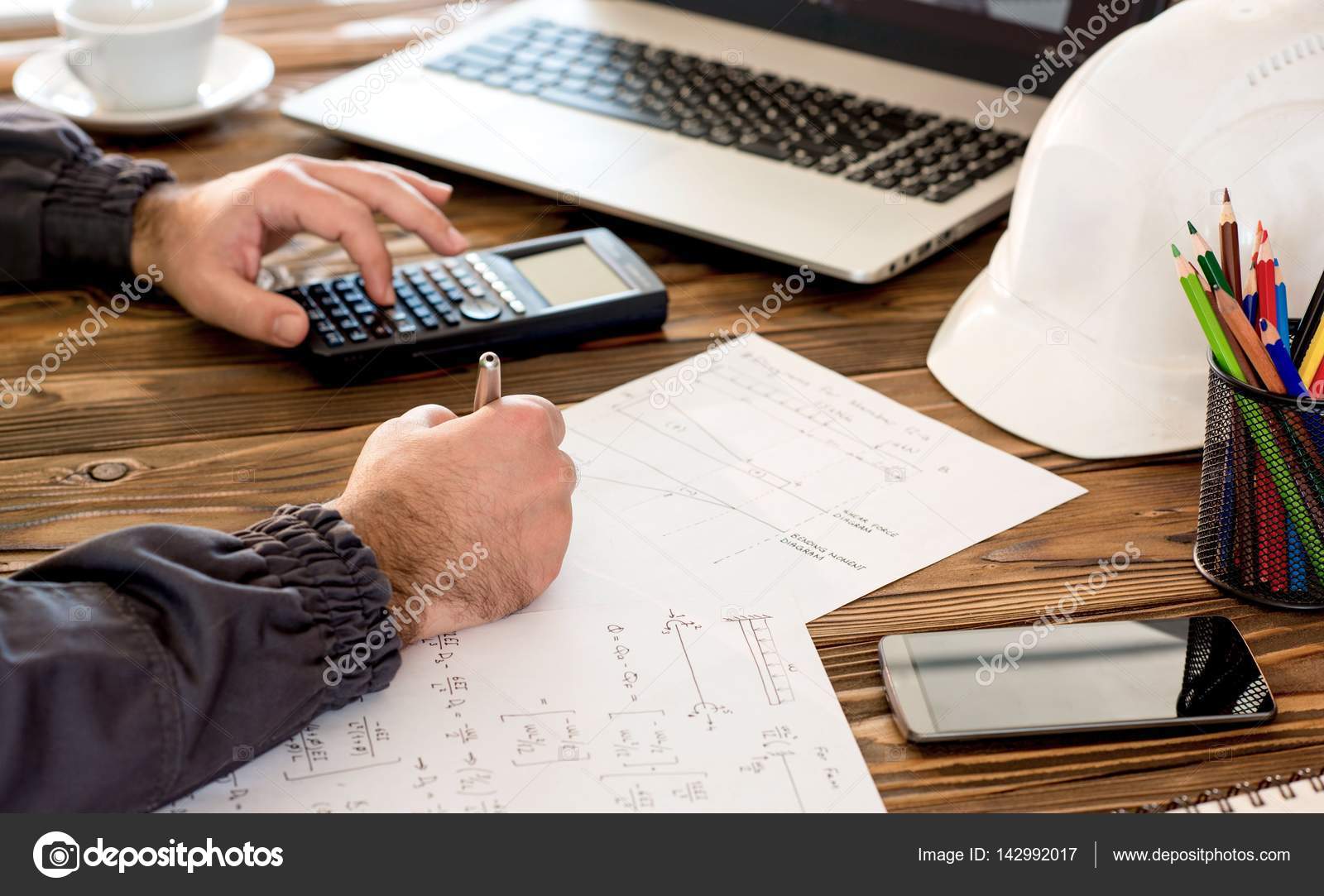 Civil Engineer making Structural Analysis Calculations — Stock Photo ...