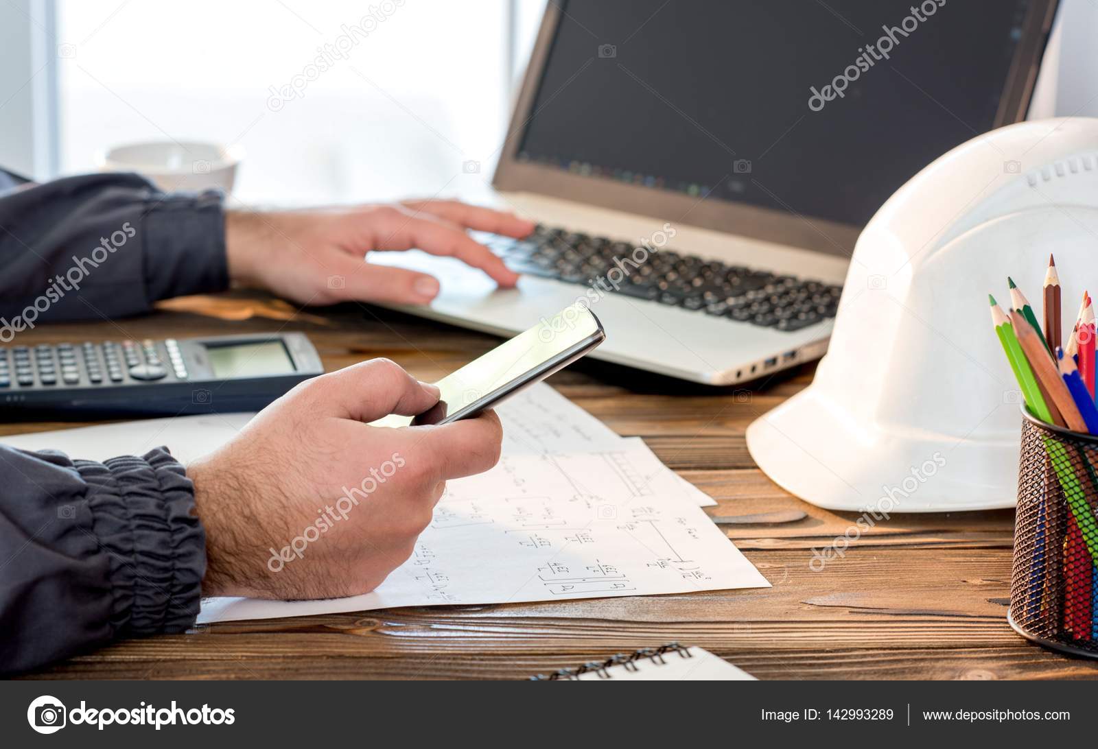 Civil Engineer making Structural Analysis Calculations — Stock Photo ...