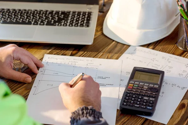 Civil Engineer making Structural Analysis Calculations — Stock Photo ...