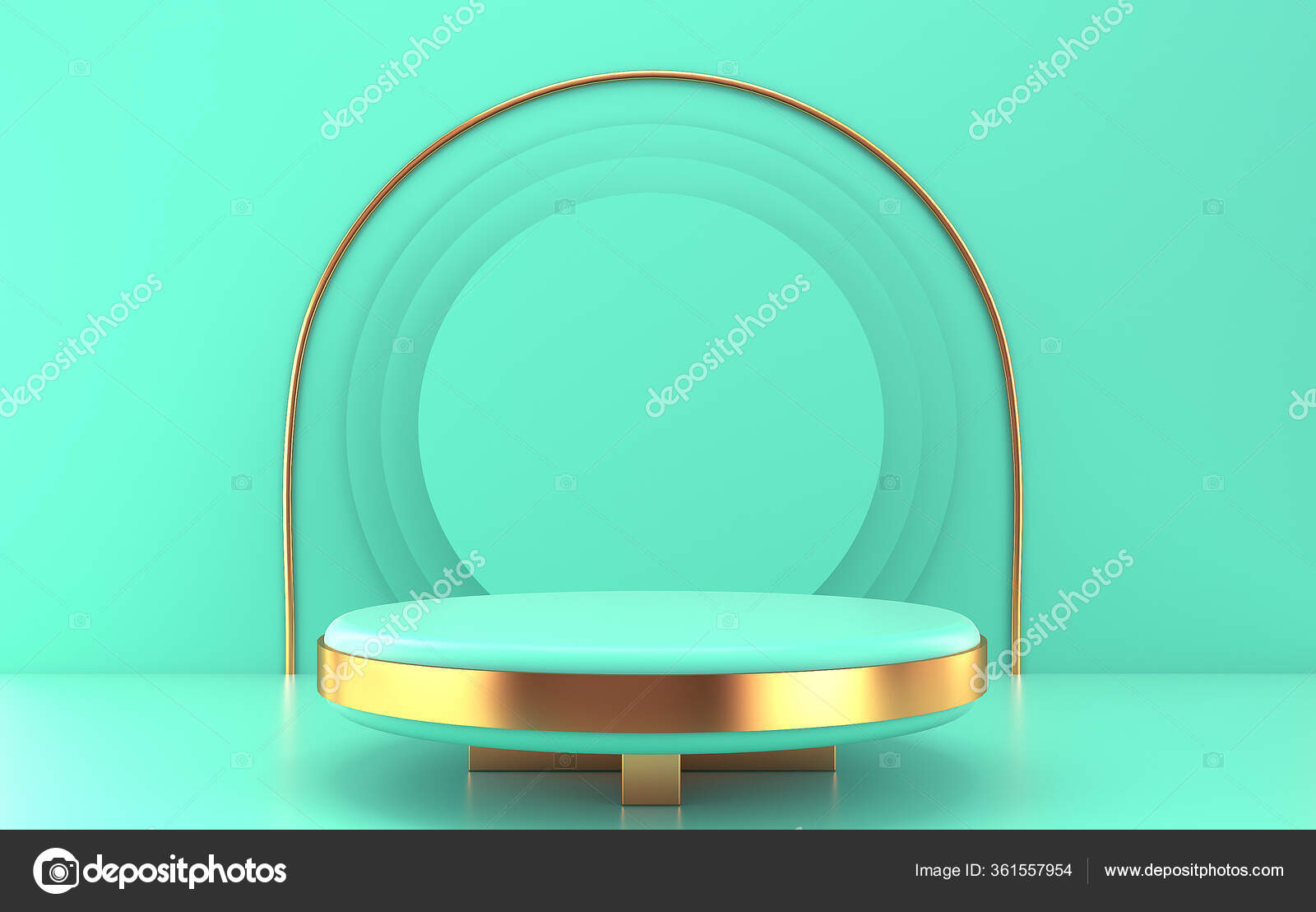 Turquoise Studio Background Turquoise Platform Gold Detail Rendering ...